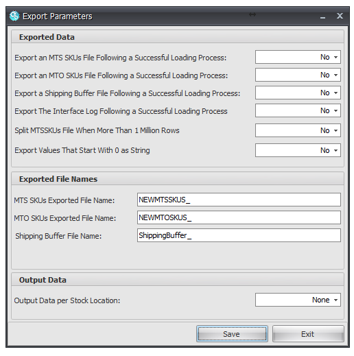 Export Parameters – Onebeat