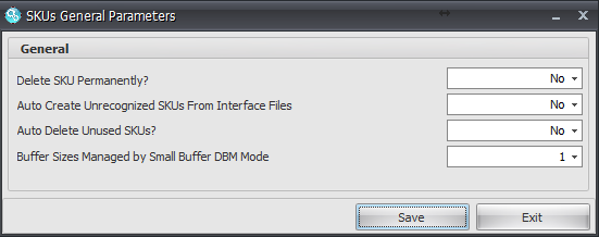 SKUs General Parameters – Onebeat
