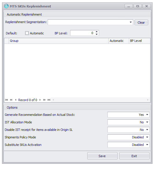 SKUs Replenishment Screen – Onebeat